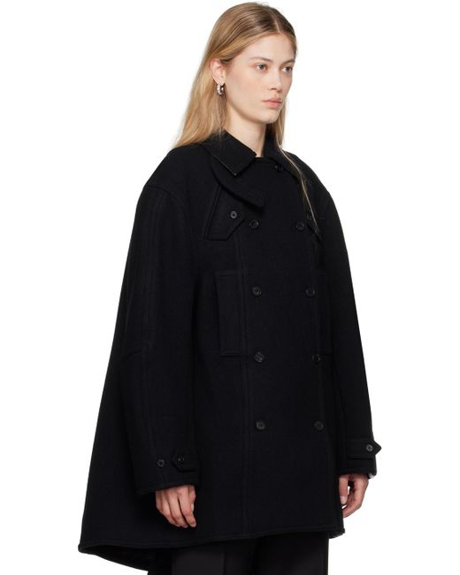 ROKH Oversized Peacoat in Black | Lyst