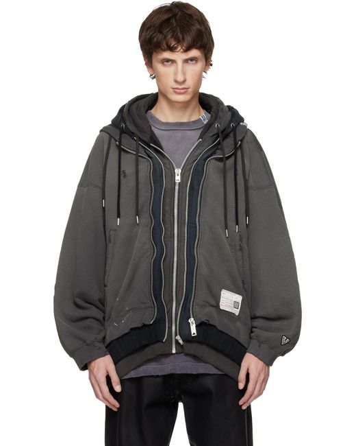 Maison Mihara Yasuhiro Triple Layered Hoodie in Black for Men | Lyst UK