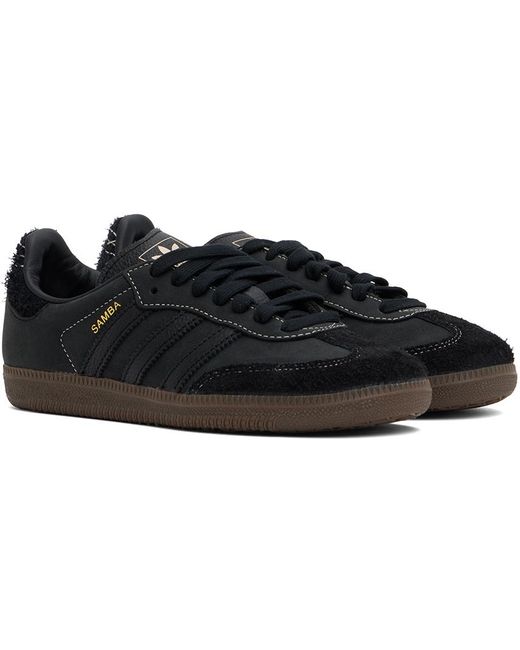 adidas Originals Grained Leather Suede Samba Sneakers in Black | Lyst