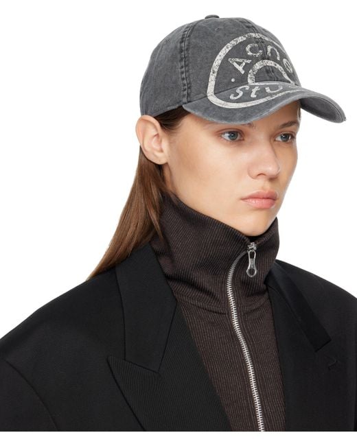 Acne Studios Denim Logo Cap in Black | Lyst UK