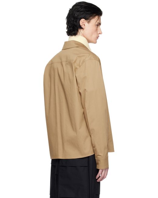 Moncler Tan Cotton Gabardine Zip-Up Jacket in Natural for Men | Lyst