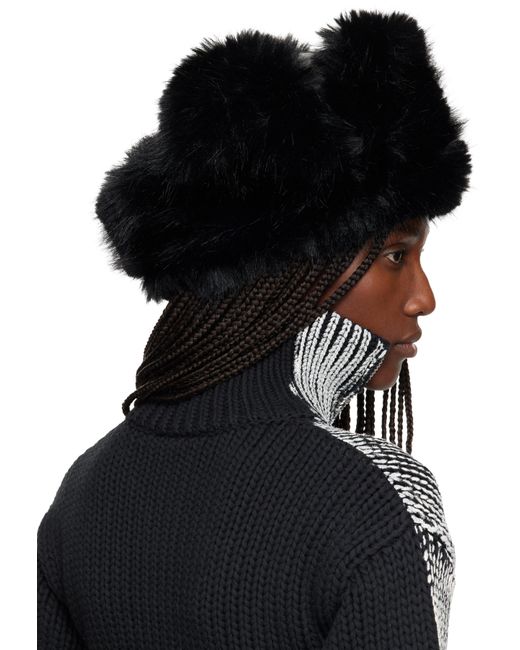 VAQUERA Leather & Faux-Fur Trapper Hat in Black | Lyst UK