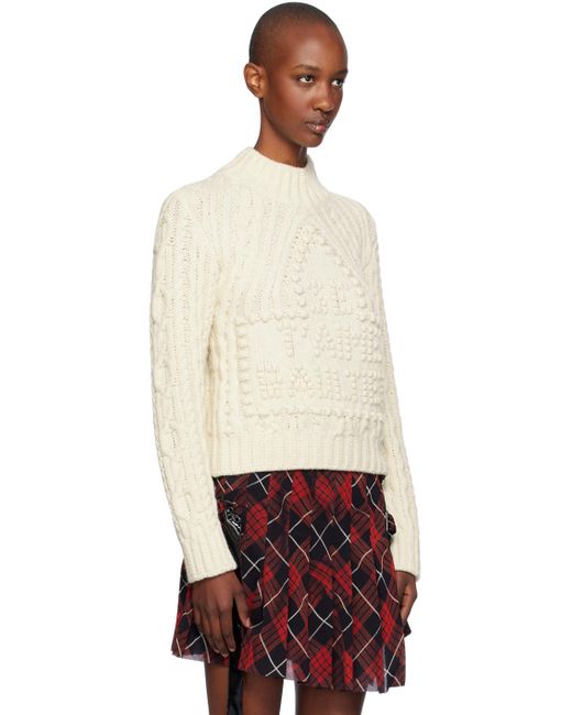 Jean Paul Gaultier Cable Knit Virgin Wool Aran Sweater in Red | Lyst