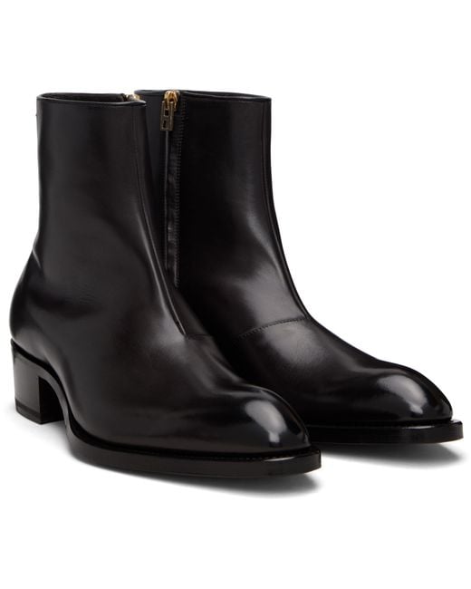 Tom Ford Burnished Leather Vincent Boots in Black for Men | Lyst UK