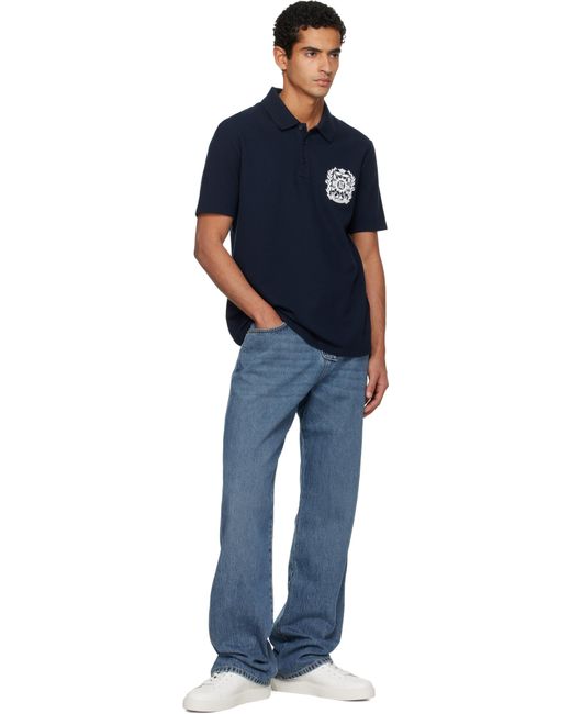 Balmain Écusson Print Cotton Polo in Blue for Men | Lyst UK