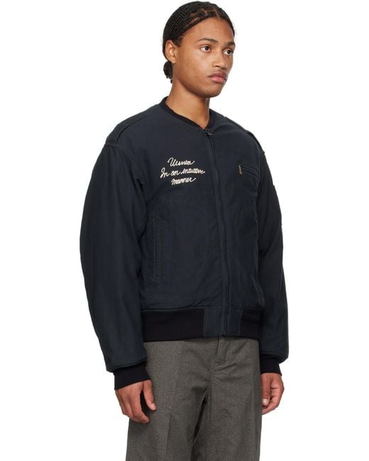 Visvim Gunner Acala Reversible Bomber Jacket in Black for Men | Lyst