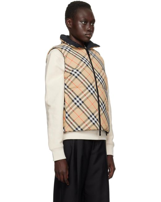 Burberry Reversible Quilted Check Taffeta Down Vest in Black | Lyst UK