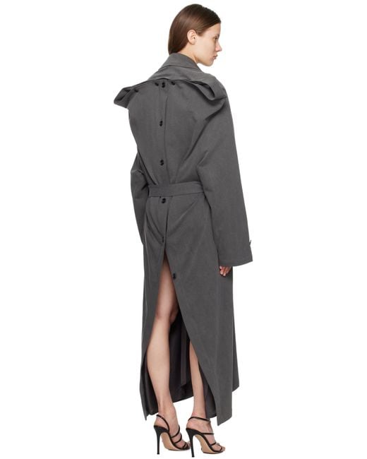 Pushbutton Square Trench Coat in Black | Lyst