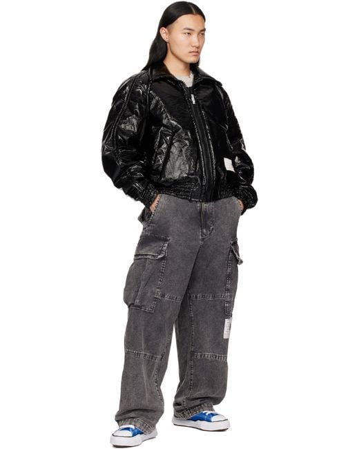 Maison Mihara Yasuhiro Fake Enamel Puffer Jacket in Black for Men | Lyst