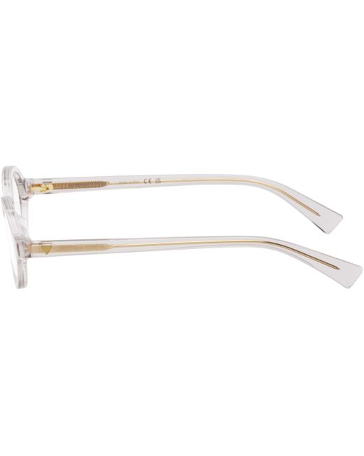 Bottega Veneta Transparent Triangle Stud Logo Round Glasses in Black | Lyst