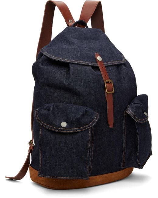 RRL Rucksack Denim Backpack in Blue for Men | Lyst