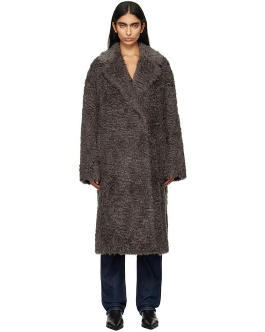 Stand Studio Nicole Faux-fur Coat in Black | Lyst UK