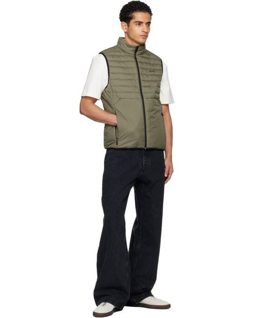 BOSS Khaki Water-Repellent Reflective Accent Vest in Green for Men ...