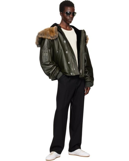 Moose Knuckles Ajr Split Hood Leather Bomber Jacket in Black for Men | Lyst