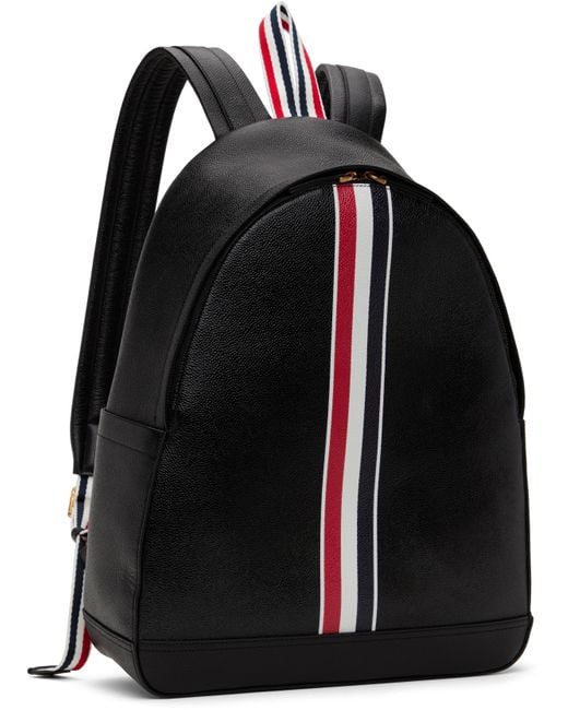 Thom Browne Pebble Grain Rwb Stripe Backpack in Black for Men | Lyst