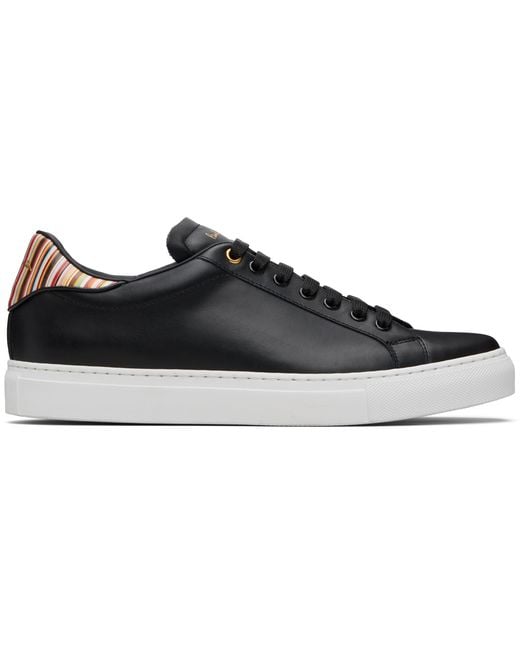 Paul Smith Signature Stripe Heel Panel Leather Beck Sneakers in Black ...