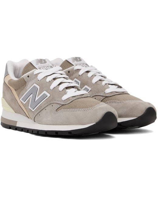 New Balance Gray & Khaki Made In Usa 996 Core Sneakers in Black for Men ...