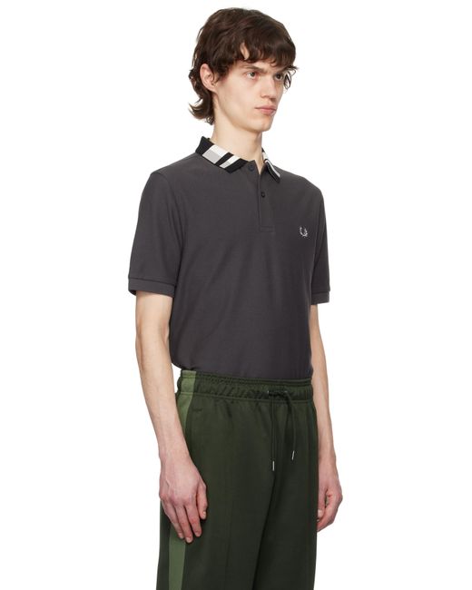 Fred Perry Chequerboard Collar Polo in Black for Men | Lyst