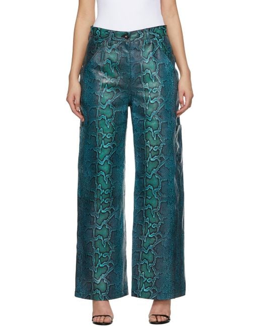 J6 Python Carpenter Leather Pants in Green | Lyst
