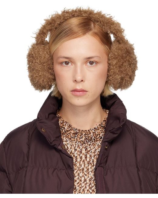 Moncler Logo Ear Muffs in Brown | Lyst UK