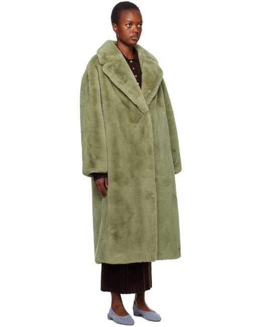 Stand Studio Green Maria Faux-fur Coat | Lyst