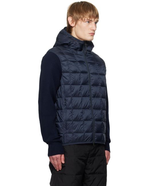 Taion Hood Knit Down Jacket in Blue for Men | Lyst