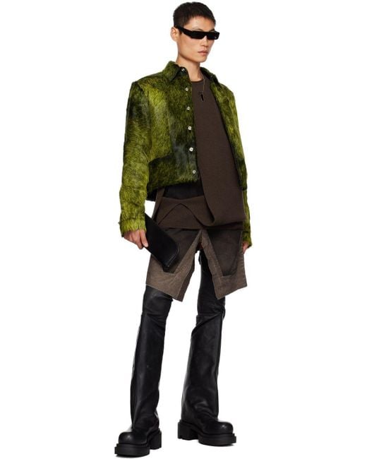 Rick Owens Yellow & Black Alice Strobe Leather Jacket in Green for Men ...