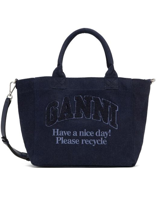 Ganni Small Shopper Tote in Blue | Lyst