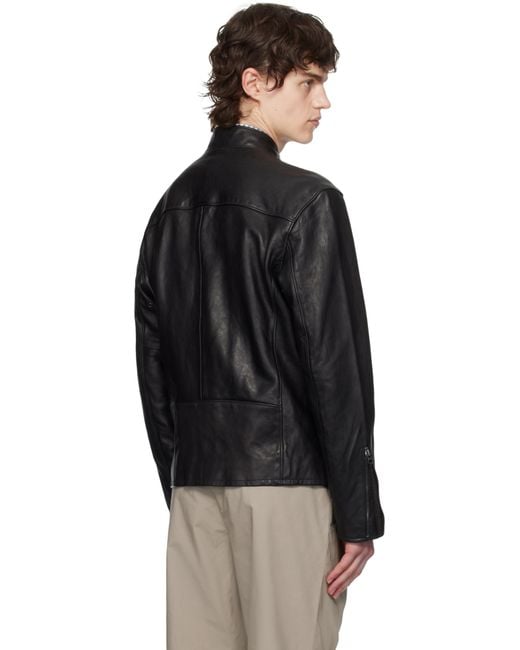 Polo Ralph Lauren Café Racer Leather Jacket in Black for Men | Lyst UK