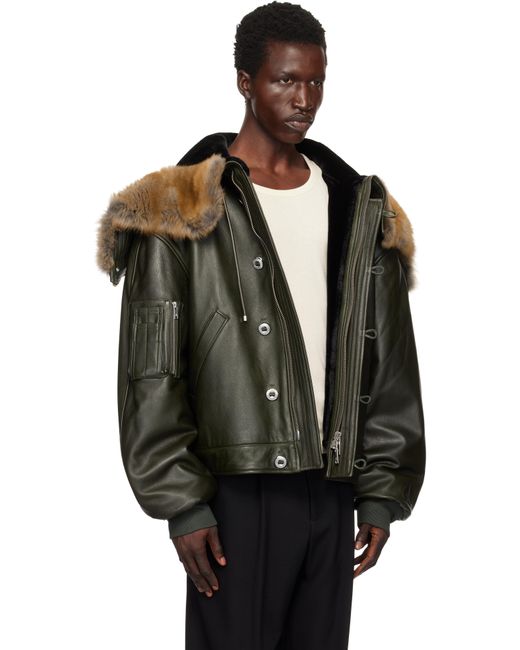 Moose Knuckles Ajr Split Hood Leather Bomber Jacket in Black for Men | Lyst