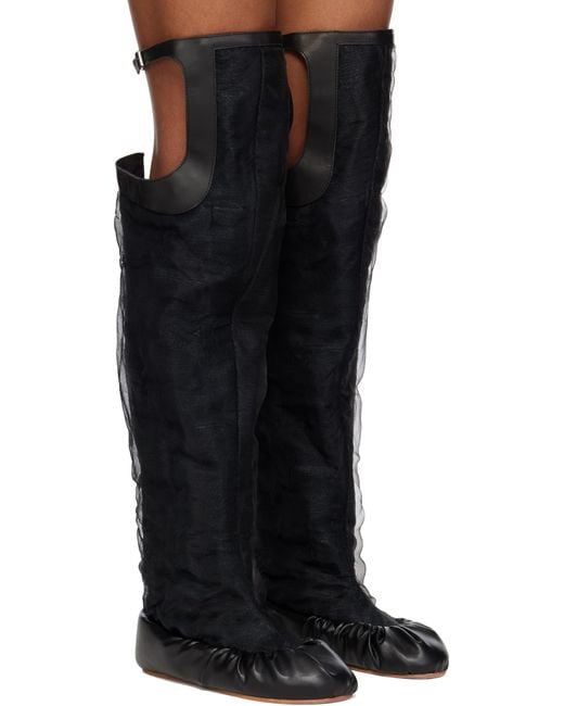 Yume Yume Sheer Ballerina Tall Boots in Black | Lyst