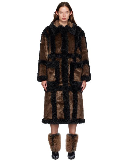 Stand Studio Hayden Faux-Fur Coat in Black | Lyst