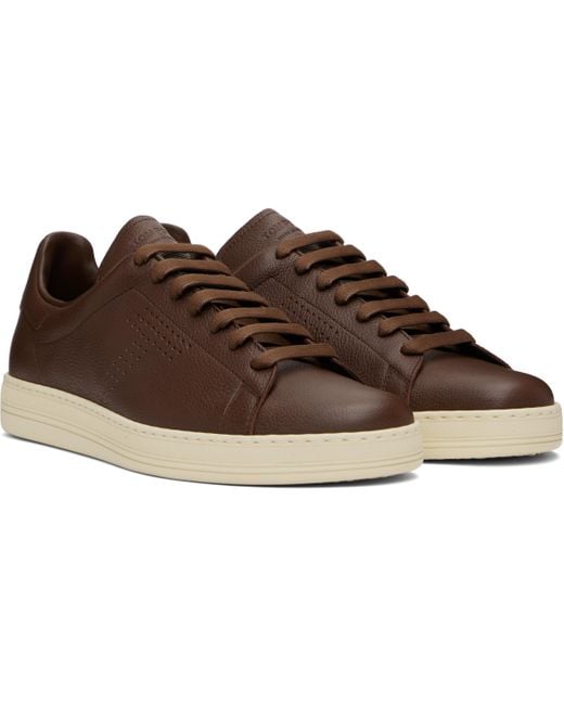 Tom Ford Grained Leather Warwick Sneakers in Black for Men | Lyst