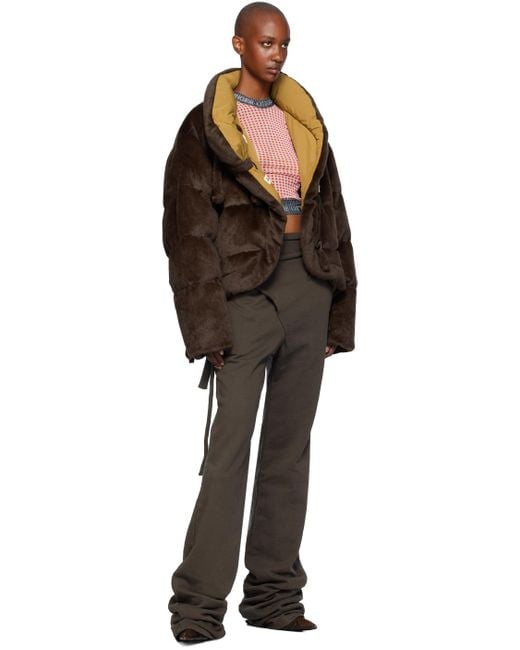 OTTOLINGER Furry Strappy Puffer Jacket in Brown | Lyst