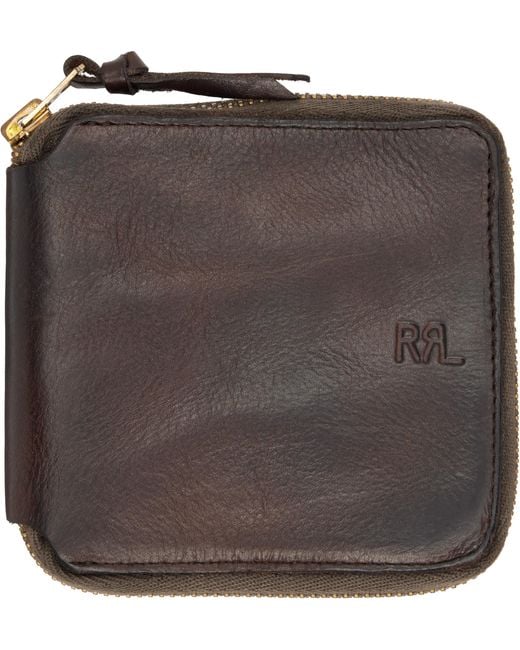RRL Leather Zip Wallet in Brown for Men | Lyst UK