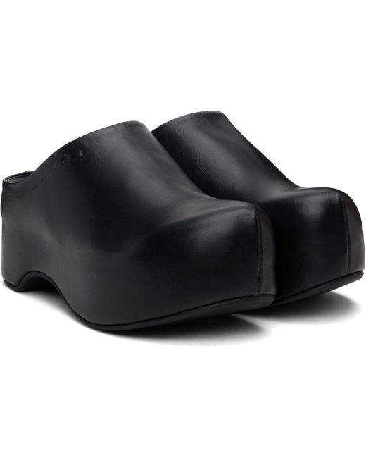 Marni Leather Chunky Sabot Clog Loafers in Black | Lyst