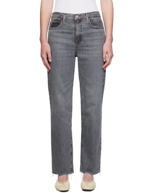 FRAME 'le Jane Ankle Raw Fray' Jeans in Black | Lyst