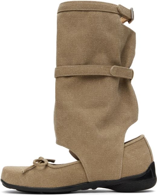 OPEN YY Ballet Flat Cut-Out Boots in Natural | Lyst