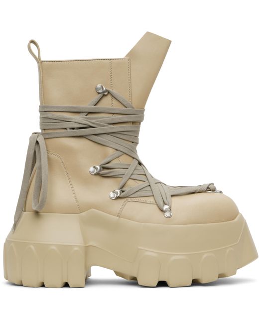 Rick Owens Hollywood Megalace Mega Tractor Boots in Natural for Men | Lyst