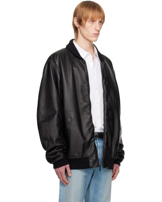 The Row Shawn Leather Bomber Jacket in Black for Men | Lyst