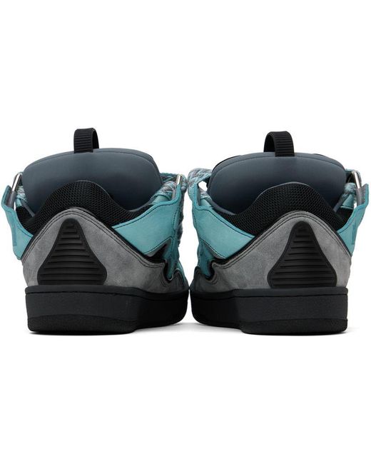 Lanvin Blue & Gray Leather Curb Sneakers in Black for Men | Lyst