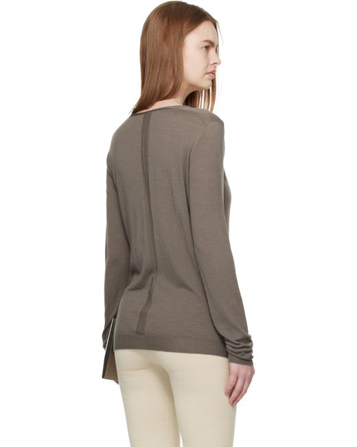 Rick Owens Temple Extreme V Neck Pull Sweater in Brown | Lyst UK