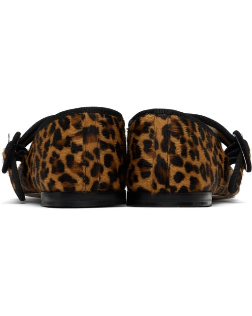 Repetto Tan & Georgia Square-Toe Animal Print Ballerina Flats in Black ...