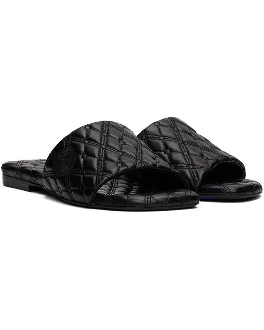 Burberry Leather Quilt Slides in Black | Lyst