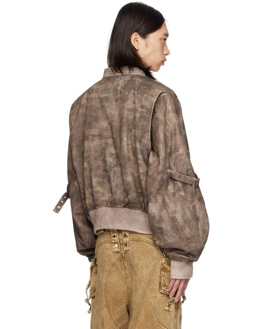 NO/FAITH STUDIOS Cargo Denim Bomber Jacket in Brown for Men | Lyst