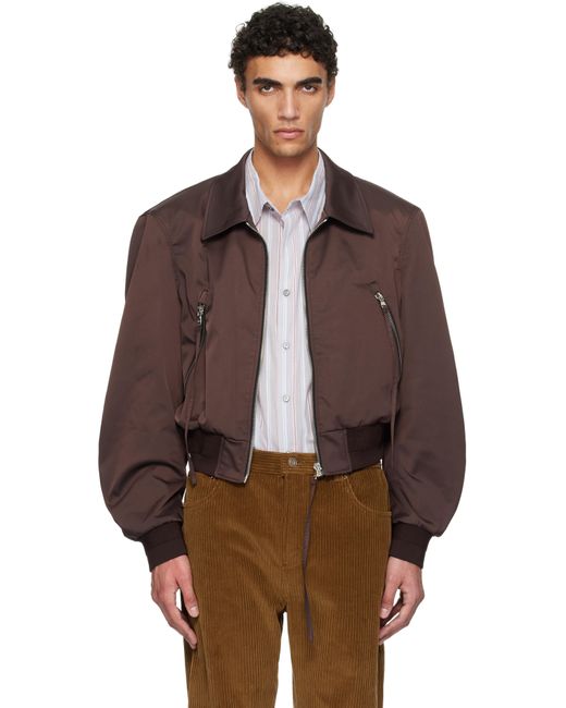 RECTO. Zipper Details Structured Tim Bomber Jacket in Brown for Men | Lyst
