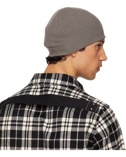 Rick Owens Temple Ribbed Beanie in Grey for Men | Lyst UK