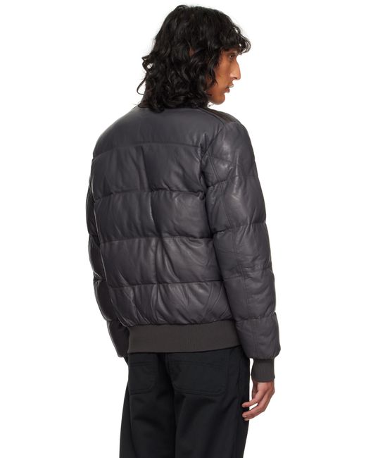 Parajumpers Alf Leather Bomber Jacket in Blue for Men | Lyst