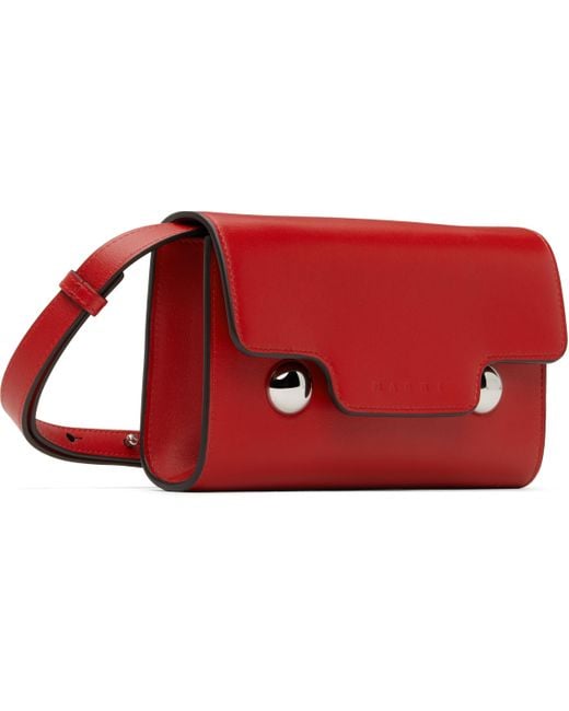 Marni Leather Trunkaroo Bag in Red | Lyst