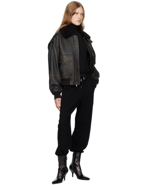 The Row Adonis Leather Jacket in Black | Lyst